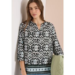 Shirtbluse Cecil, Damen, Gr. L (42), bunt (khaki), Stoff, 100% Viskose, gemustert, klassisch normal, Rundhals, elastischer Bund, Blusen, aus softer Viskose