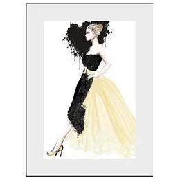 Bild mit Rahmen OTTO HOME "Skizze Frau mit Kleid", bunt (farbe rahmen: schwarz, farbe bild(er): schwarz wei&szlig; rot), B:30cm H:40cm, Acrylglas, Holz, Papier, Bilder, HD Premium Poster-Druck inkl. Holzrahmen