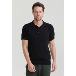 Poloshirt FELIX HARDY "Strick-Polo Shirt Kurzarm", Herren, Gr. L, schwarz, 100% Baumwolle, Shirts