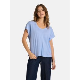 LIEBLINGSST&Uuml;CK Blusenshirt LIEBLINGSST&Uuml;CK "CrenildaL", Damen, Gr. L, 449, air blau, Obermaterial: 50% Baumwolle, 50% Viskose, loose fit, V-Ausschnitt, Shirts Blusenshirt, Obermaterial: 50% Baumwolle, 50% Viskose