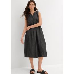 bonprix Jeanskleid, schwarz, Gr.36, Jeanskleid Midi-L&auml;nge mit Taschen, 100% Baumwolle