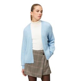 Strickjacke Zero "Damen offener Style", Damen, Gr. L, soft chambray melange, Strick, Obermaterial: 5% Wolle, 49% Polyester, 21% Polyester, 8% Polyacryl, 15% Polyamid, 2% Elasthan. F&uuml;llung:, aufgeraut, figurumspielend normal, V-Ausschnitt, weit B&uuml;ndchen krempelbar, Strickjacken Strickjacke