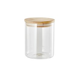 H&ouml;ffner Aufbewahrungsglas rund &brvbar; transparent/klar &brvbar; Bambus,Glas &brvbar; Ma&szlig;e (cm): B: 10 H: 12,5 &raquo; H&ouml;ffner
