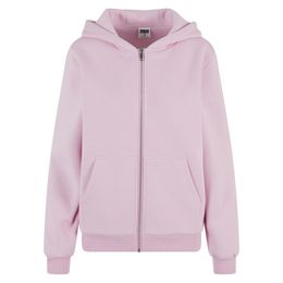 Cardigan Urban Classics "Urban Classics Ladies Fluffy Zip Cardigan", Damen, Gr. XL, softpink, 70% Baumwolle, 30% Polyester, unifarben, normal, ohne Ausschnitt, Strickjacken