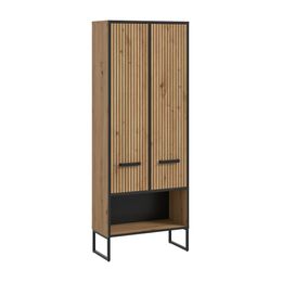 Hochschrank Bagno Eiche Artisan/Schwarz