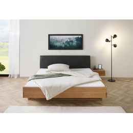 Bett mit Nachttisch rechts Eiche 180x200x85 natur ge&ouml;lt, Kopfteil anthrazit FICHTELBERG #31