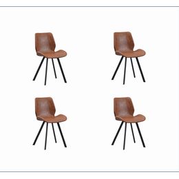 Stuhl-Set Barona 4er-Set Cognac Lederlook