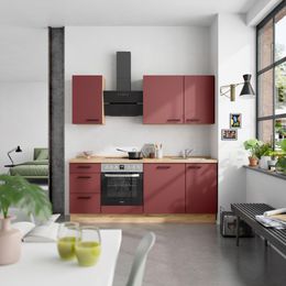 Nobilia K&uuml;chenblock Easytouch High m. Ger&auml;ten Dunkelrot