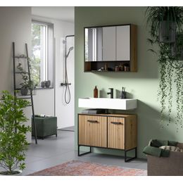 Badezimmer Bagno 2-tlg. Eiche Artisan/Schwarz