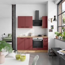 Nobilia K&uuml;chenblock Easytouch High m. Ger&auml;ten Dunkelrot