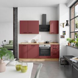 Nobilia K&uuml;chenblock Easytouch High m. Ger&auml;ten Dunkelrot