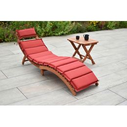 Gartenliege Ipanema Holz inkl. Auflage in Rot