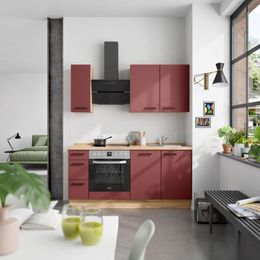 Nobilia K&uuml;chenblock Easytouch High m. Ger&auml;ten Dunkelrot