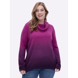 sheego Gro&szlig;e Gr&ouml;&szlig;en Rollkragenpullover in Longform, mit Farbverlauf, magenta-traube, Gr&ouml;&szlig;e 44 - Damen