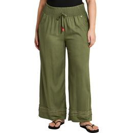 sheego Damen Schlupfhose mit Spitze am Saum oliv Gr&ouml;&szlig;e 44