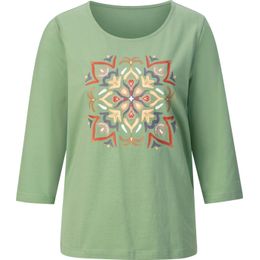 Damen 3/4-Arm-Shirt mit Mandala-Druck eucalyptus-ecru, Gr&ouml;&szlig;e 54