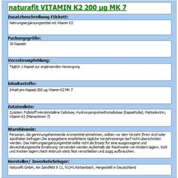 naturafit&reg; Naturafit Vitamin K2 200 &mu;g MK-7 Kapseln 30 St