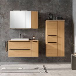 Pharao24.de Badezimmerset Badezimmerm&ouml;belset Made in Germany in Wildeichefarben (dreiteilig)