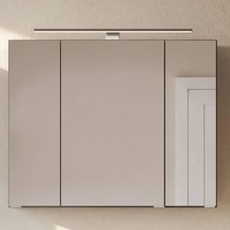 Pharao24.de Lichtspiegelschrank Badezimmerschrank h&auml;ngend 80 cm breit mit 3 Dreht&uuml;ren