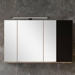Pharao24.de Spiegelschrank Badschrank mit Beleuchtung in Schwarz matt und Wildeichefarben