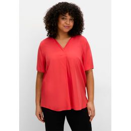 sheego Gro&szlig;e Gr&ouml;&szlig;en Tunika mit Blumenprint und V-Ausschnitt, hummer, Gr&ouml;&szlig;e 48 - Damen
