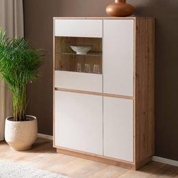 Pharao24.de Wohnzimmerschrank Stauraumvitrine mit Glast&uuml;r in modernem Design