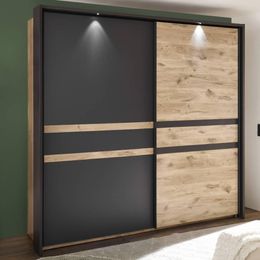 Pharao24.de Kleiderschrank Gleitt&uuml;renschrank 60 cm tief in Holzoptik foliert