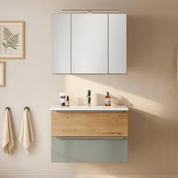 Pharao24.de Badezimmerm&ouml;bel Set Badm&ouml;belset mit LED Beleuchtung in modernem Design (zweiteilig)