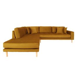 Pharao24.de Ecksofa L Sofa in Senfgelb 40 cm Sitzh&ouml;he
