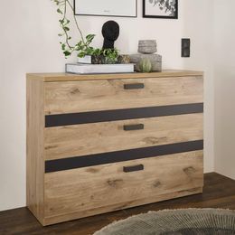 Pharao24.de Sideboard Wohnzimmer Kommode in modernem Design mit Metallgriffen