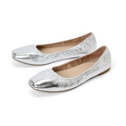 Tchibo - Leder-Ballerinas - Damen - Gr. 41 - silber