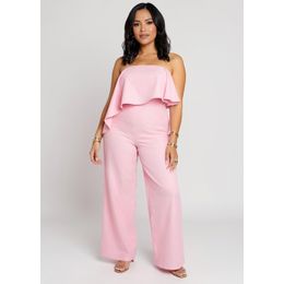 Rosa Bandeau-Jumpsuit mit gewebtem Drapierungsdetail