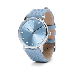 Tchibo - Armbanduhr mit Lederband - silber