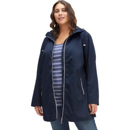 sheego Damen Kapuzenjacke in A-Linie nachtblau Gr&ouml;&szlig;e 50