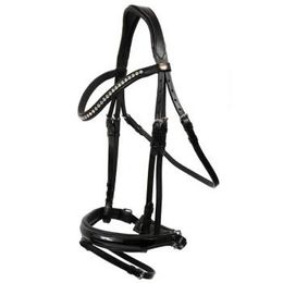 Hans Melzer Horse Equipment Hans Melzer Trense Hagen schwarz unterlegt LACK WB (Warmblut)