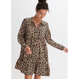 bonprix Tunika-Kleid, beige, Gr.36, modernes Kleid mit Kragen