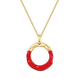 Kette mit Anh&auml;nger YOKOAMII "AV104", rot (gelbgold), Halsketten, Damen, 65,0cm Basiskette + 5,0cm Verl&auml;ngerung