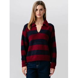 Rundhalspullover TEESHOPPEN "TEESHOPPEN Pullover Nora Knit", Herren, Gr. one-size, burgundy, tiefblau, Obermaterial: 60% Polyacryl, 14% Polyamid, 10% Polyester, 8% Wolle, 8% Viskose, Pullover Rundhalspullover