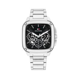 Multifunktionsuhr Tommy Hilfiger "Herald Skeleton", silberfarben, schwarz, Armbanduhren, Herren, Quarzuhr, Armbanduhr, Herrenuhr, Edelstahlarmband, analog