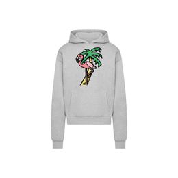Kapuzensweatshirt MisterTee "MisterTee Flamingo Hoodie", Herren, Gr. M, grau, 100% Baumwolle, bedruckt, Sweatshirts