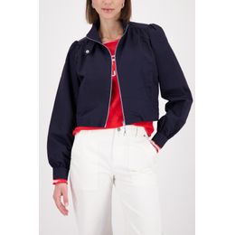 Kurzjacke monari "Nylon", Damen, Gr. 40, marine, Web, Obermaterial: 100% Polyamid. Futter: 100% Polyester, unifarben, regular fit normal, hoch geschlossener Ausschnitt, B&uuml;ndchen mit Druckknopf, Jacken Kurzjacke, Stehkragen, Regular Fit, Kr&auml;uselung an der Schulter