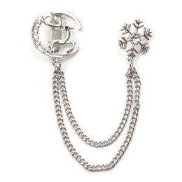 Brosche Firetti "Schmuck Geschenk Ansteckschmuck Glieder Schneeflocke, Mond, Hirsch", wei&szlig; (silberfarben,, kristallwei&szlig;, kristallwei&szlig;), Broschen, Damen, Metall, Brosche, mit Glasstein