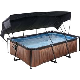 Framepool EXIT, braun, B:150cm H:65cm L:220cm, Schwimmbecken, BxLxH: 150x220x65 cm, mit Filterpumpe und Sonnensegel