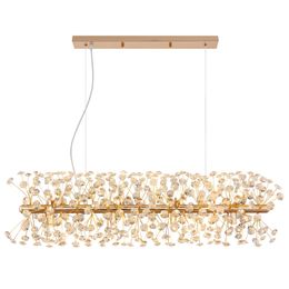 Globo LIGHTING H&auml;ngeleuchte "KATRINA", goldfarben, 12, H: 150cm, 1 Stk., Leuchten, Goldfarbener Luster mit K9 Kristallen, 12x G9 LED, H&auml;ngeleuchte