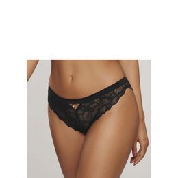 Tanga Lascana, Damen, Gr. 36/38, schwarz, Spitze, Obermaterial: 88% Polyamid, 12% Elasthan, Unterhosen Tanga, mit edlem Accessoire und feinem Bund aus Satin-Material