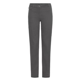 Chinohose oxmo "Chinohose OXIben", Damen, Gr. 40/32, L&auml;nge 32, grau (forged iron), Obermaterial: 98% Baumwolle CO. 2% Elasthan EL., Hosen Chinohose