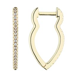 Paar Creolen Jobo "Ohrringe spitz 20 mm mit 40 Zirkonia", vergoldet, wei&szlig;, Ohrringe, Damen, Silber 925 (Sterlingsilber), 925 Silber rhodiniert oder vergoldet
