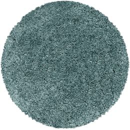 Hochflor-Teppich Ayyildiz Teppiche "SYDNEY 3000", blau (aquablau), H:30mm &Oslash;:120cm, Polypropylen (PP), Teppiche, Shaggy, Langflor, uni, auch rechteckig, Wohnzimmer