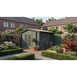 Gartenhaus Weka "Killarney", gr&uuml;ngrau, anthrazit, ohne Fu&szlig;boden, ohne Dacheindeckung, Massivholz, Gartenh&auml;user, Gartenhaus, Doppelt&uuml;r mit Lamellen