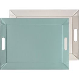 Tablett freeform "DUO, 2-farbiges Wendetablett, Tablett und Tisch-Set in einem, wendbar", gr&uuml;n (hellmint, grau), B:41cm H:0,8cm L:55cm, Kunstleder, Tabletts, mit Doppelfunktion, pflegeleicht und kann platzsparend verstaut werden